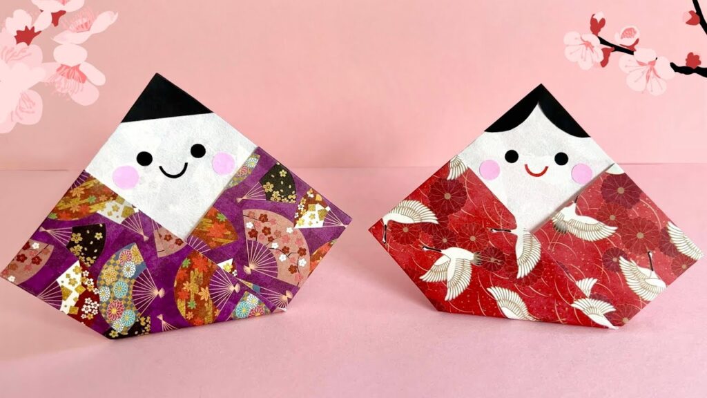 折り紙 1枚で超簡単 可愛い ひな祭り お雛様 折り方 Origami Hinamatsuril Hina doll 雛人形 ひなまつり お ...